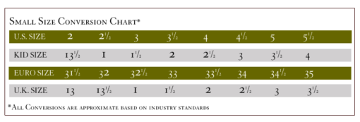 Sizing chart – Cinderella of Boston